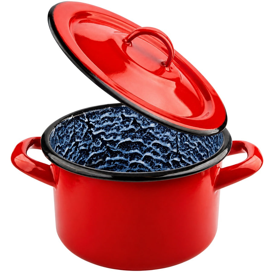 Enamel Stock Pot - Red Cooking Pot with Lid – Best of Hungary